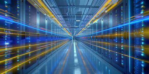 hightech data center with interactive network visualization premium