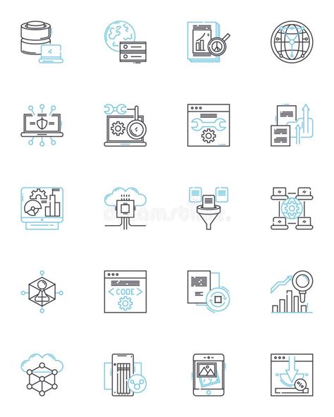 Performance Metrics Linear Icons Set Evaluation Analysis Metrics