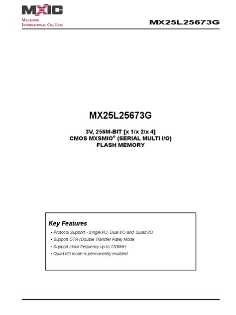 Macronix Flash 256mbit Mx25l25673g 3v 256mb V1 4 Pdf Input Output Digital Electronics