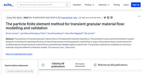 The Particle Finite Element Method For Transient Granular Material Flow