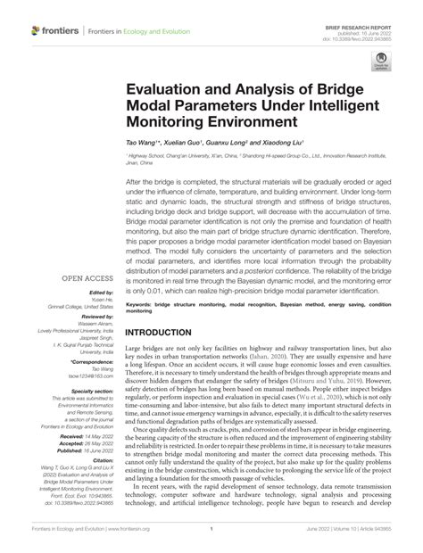 Pdf Evaluation And Analysis Of Bridge Modal Parameters Under Intelligent Monitoring Environment