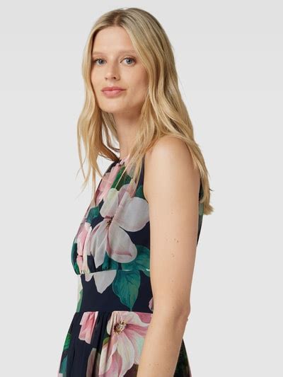 Swing Cocktailjurk Met Bloemenmotief In Donkerblauw Online Kopen Pandc