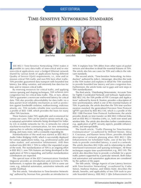 Time Sensitive Networking Standards Pdf Computer Network Service