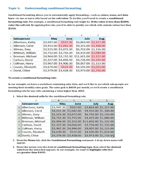 Topic 1 Conditional Formatting Pdf Icon Computing Menu Computing