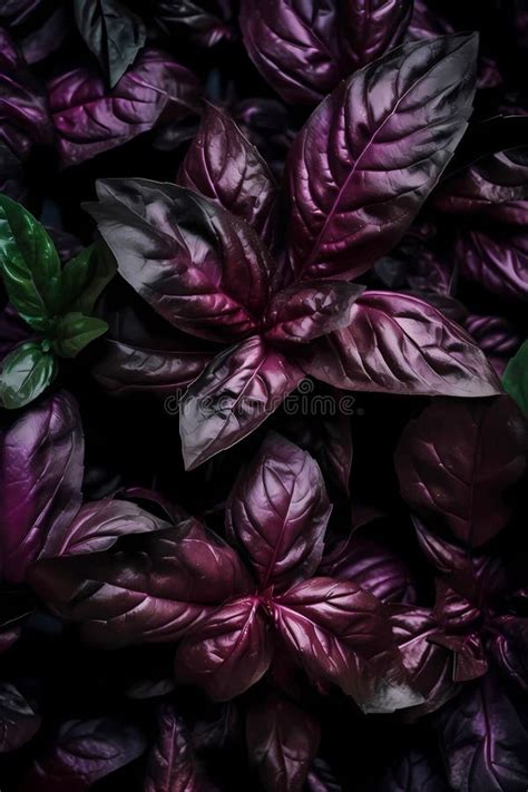 Fresh Purple Basil Leaves Filling The Entire Frame Fresh Herbs