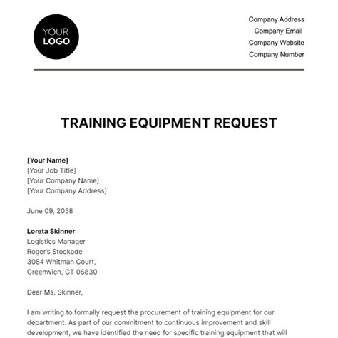Free Training Equipment Request Hr Template To Edit Online