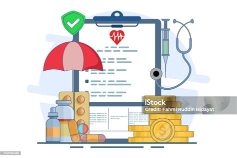 의료 개념은 공동 부담금 보장 범위 및 공제액을 주제로 매력적인 시각 자료를 통해 설명되며 금융 요소와의 상호 작용을 특징으로