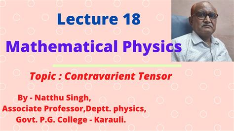 Tensor Analysis Contravariant Tensor Youtube