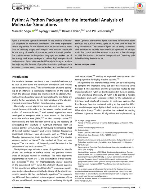 Pdf Pytim A Python Package For The Interfacial Analysis Of Molecular Simulations