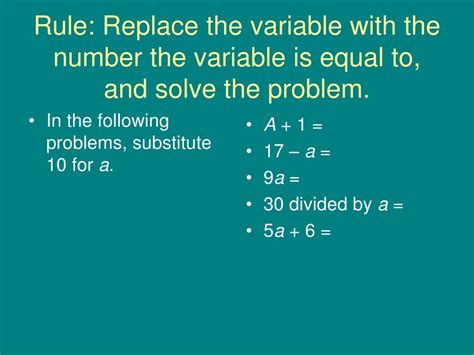 ppt substituting numbers for variables powerpoint presentation free download id 6839870