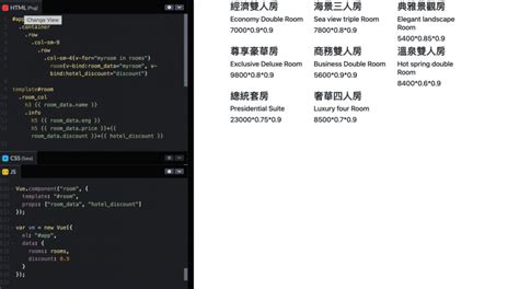 【vue js入門】一小時學會 ponent，完成動態飯店房間清單 creative coding tw 互動程式創作台灣站