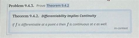 Solved Theorem 942 Differentiability Implies Continuity