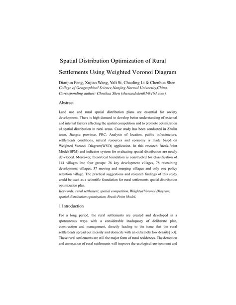 Pdf Spatial Distribution Optimization Of Rural Settlements Using The