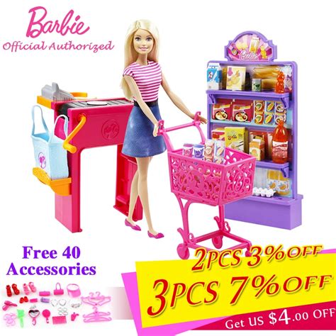 2017 Newest Barbie Series The Shopper Girl Supermarket Shopping Multi ...