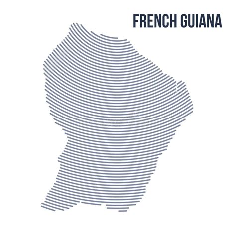 Vector Abstract Hatched Map Of French Guiana With Curve Lines Isolated On A White Background