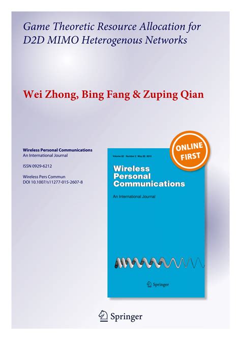 Pdf Game Theoretic Resource Allocation For D2d Mimo Heterogenous Networks