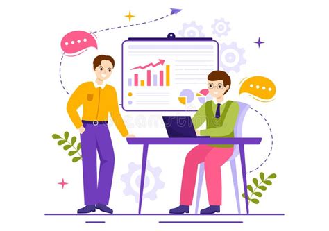 Market Research And Analysis Vector Illustration With Team Management