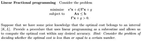 Solved Linear Fractional Programming Consider The Problerm