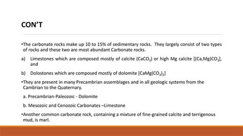 Classification Of Sedimentary Rocks Autochthonous Sediments Pptx Geology Science