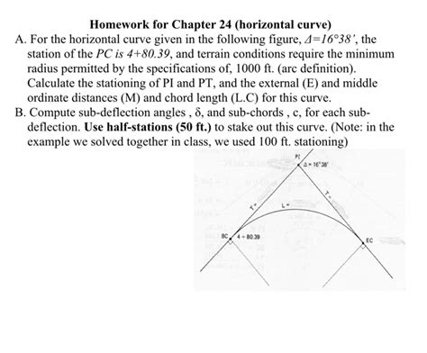 Solved Homework For Chapter Horizontal Curve A For The Chegg