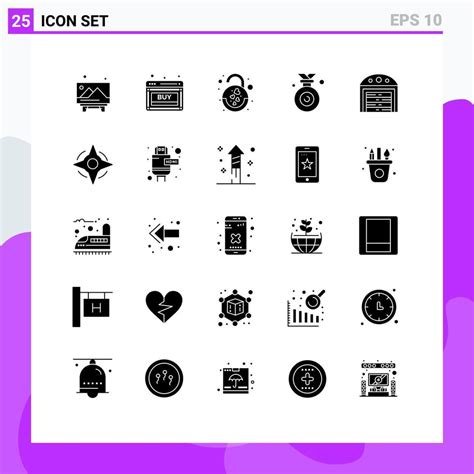 pictogram set of 25 simple solid glyphs of city winner web olympic