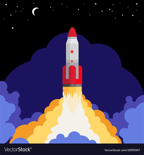 Space Rocket Launch Royalty Free Vector Image Vectorstock