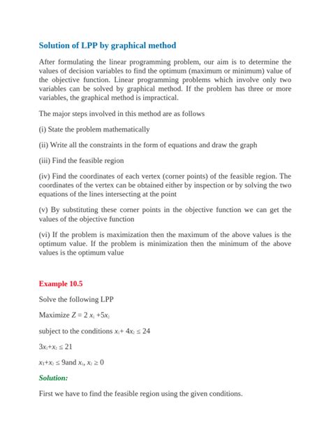 Graphicalmethod For Linear Programming Problem Pdf Mathematical