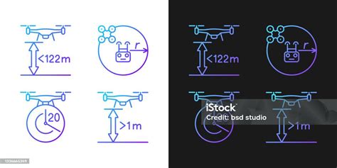 드론은 어둡고 가벼운 모드로 설정된 그라데이션 수동 레이블 아이콘을 관리합니다 개념에 대한 스톡 벡터 아트 및 기타 이미지 개념 개체 그룹 규칙 Istock