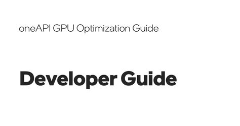 Autovity Technohub On Twitter OneAPI GPU Optimization Guide Email Us