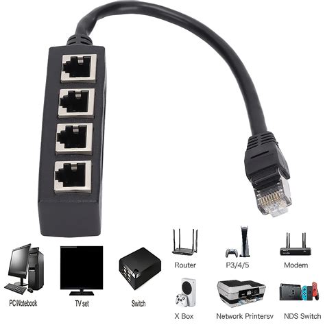 Ethernet Splitter Rj45 1 Male To 4 X Female Lan Ethernet Splitter