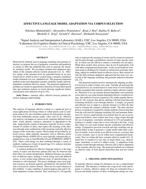 Pdf Affective Language Model Adaptation Via Corpus Selection