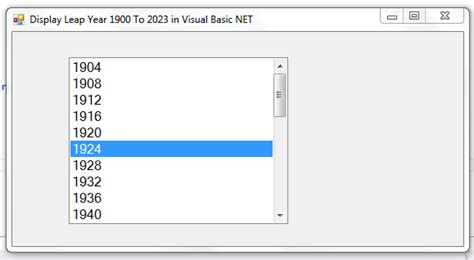 Free Programming Source Codes And Computer Programming Tutorials Display Leap Year 1900 To 2023