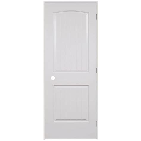 Steves And Sons 32 In X 80 In 2 Panel Round Top Plank Smooth Hollow Core Primed White Composite