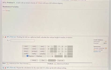 Solved 6 Problem 9 A Ball With An Initial Velocity Of