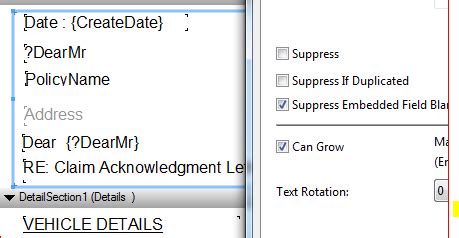 Asp Net Crystal Report Display Collapse When One Field Allow Can Grow Stack Overflow