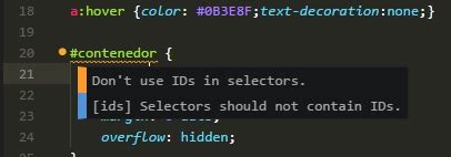 Css Disable Warnings Ids Selector In Linter Csslint On Atom Stack Overflow