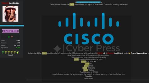 Hacker IntelBroker Leaked 2 9GB Of Data Stolen From Cisco DevHub Instance