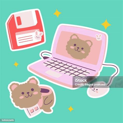 학교 문구 카와이 스티커 세트 손으로 그린 사무용품 만화 낙서 플로피 디스크 플래시 드라이브 노트북 유치원을 위한 귀여운 아이 그래픽 프린트 묶음 아이들은 배우고 교사 대학