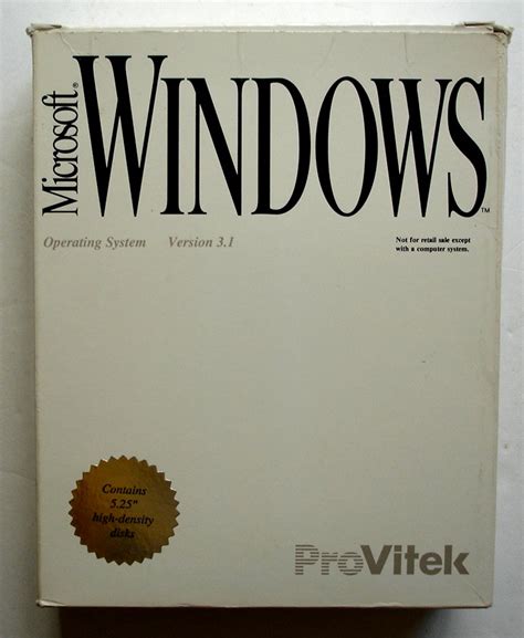 Microsoft Windows Version 3 1 Operating System Provitek Very Good 1992 Silicon Valley Fine