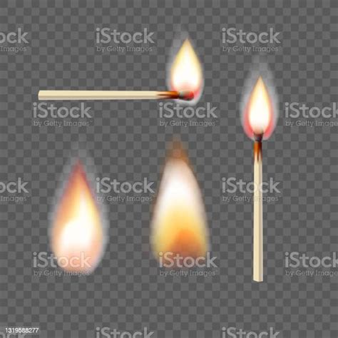 투명 한 배경에 격리 된 사실적인 굽기 일치 및 화염 벡터 세트 불에 대한 스톡 벡터 아트 및 기타 이미지 불 3차원 형태 개체 그룹 Istock