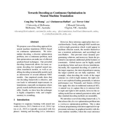 Towards Decoding As Continuous Optimisation In Neural Machine