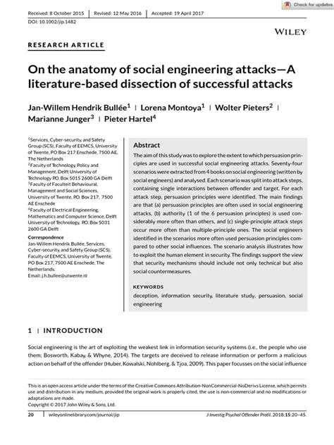 2015 On The Anatomy Of Social Engineering Attacks A Literature‐based Dissection Of Pdf