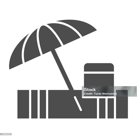 해변 우산과 수건 단단한 아이콘 여름 개념 흰색 배경에 여름 기호에 해변의 열대 풍경 모바일 글리프 스타일의 Sunshade