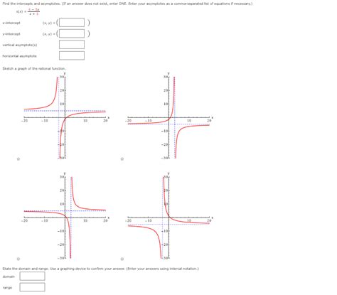Solved Find The Intercepts And Asymptotes If An Answer