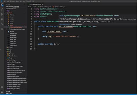 vs code doesn t recognize onclientconnect or other mirror scripts ask gamedev tv