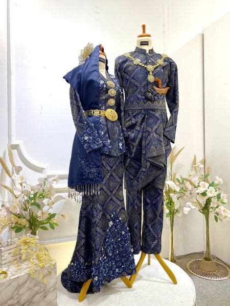 Batrisha Sewa Baju Pengantin Navy Gold Songket Kot Raihan And Kebaya Moden Pp Signature Bridal