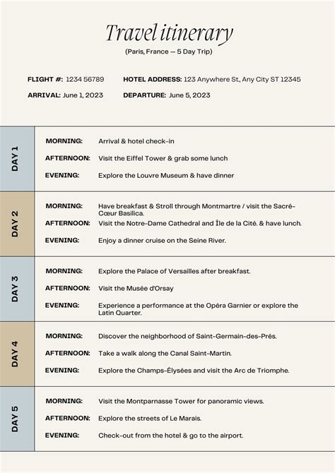 Travel Plan Template Excel