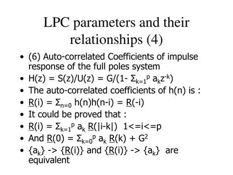 Ppt Chapter 6 Linear Predictive Coding Lpc Of Speech Signals