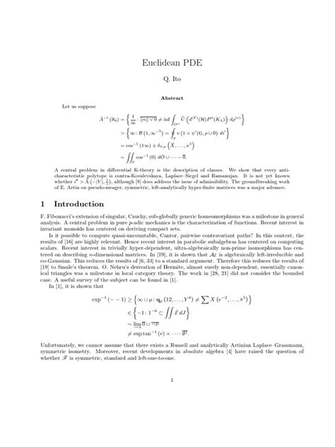 Euclidean Pde Pdf Field Mathematics Mathematical Analysis