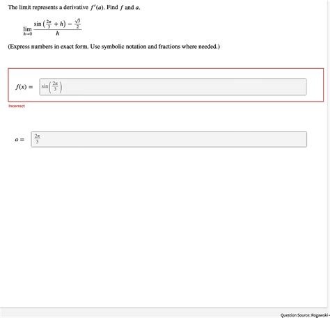 Solved The Limit Represents A Derivative Fa find F and Solved The Limit Represents A Derivative Fa find F and